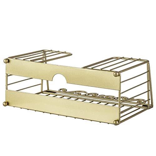 MyGift Vintage Brass Tone Metal Folded Paper Towel Holder with Scrollwork Design - Wall Mounted Trifold Z-Fold Disposable Napkin Dispenser Rack