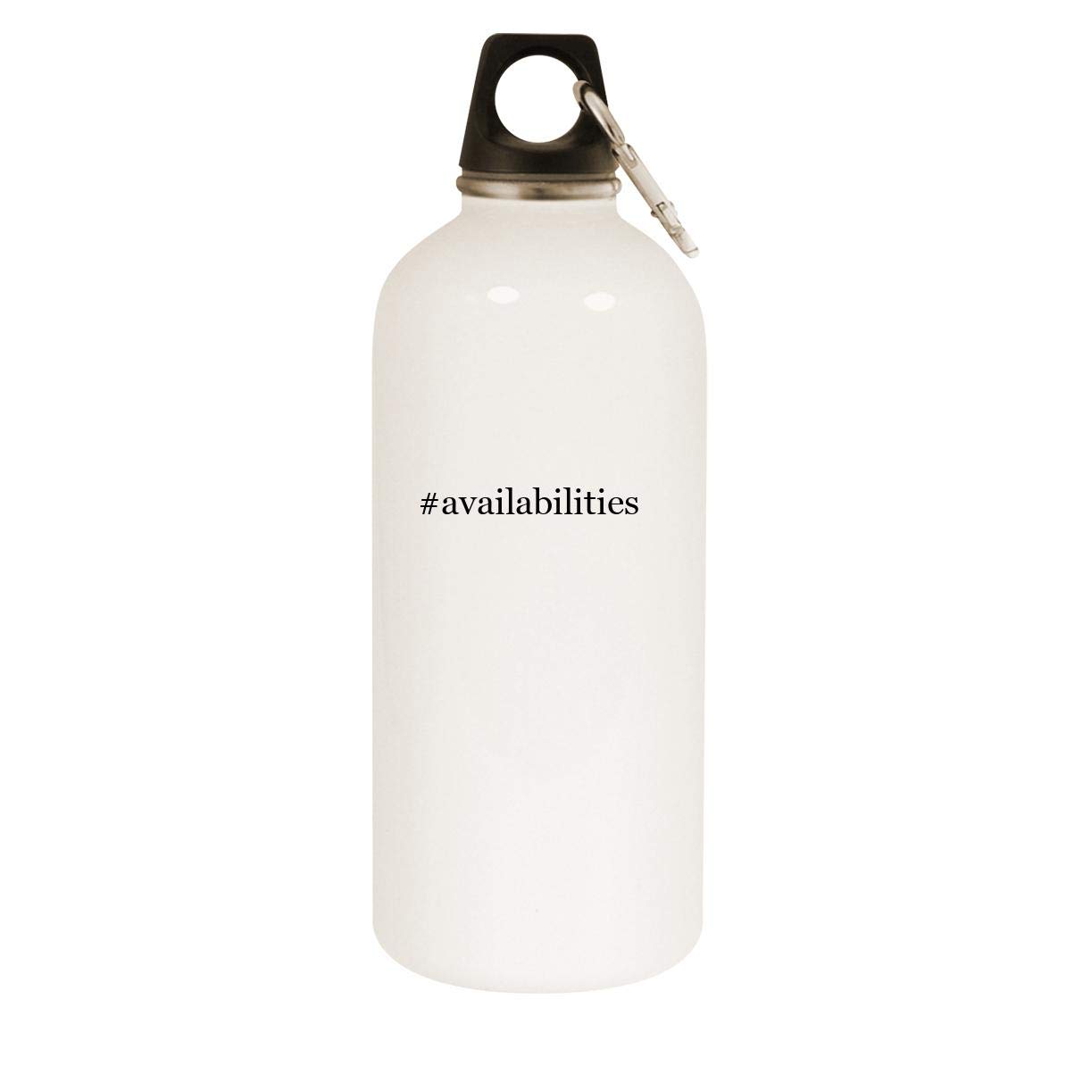 #availabilities - 20oz Hashtag Stainless Steel White Water Bottle with Carabiner, White