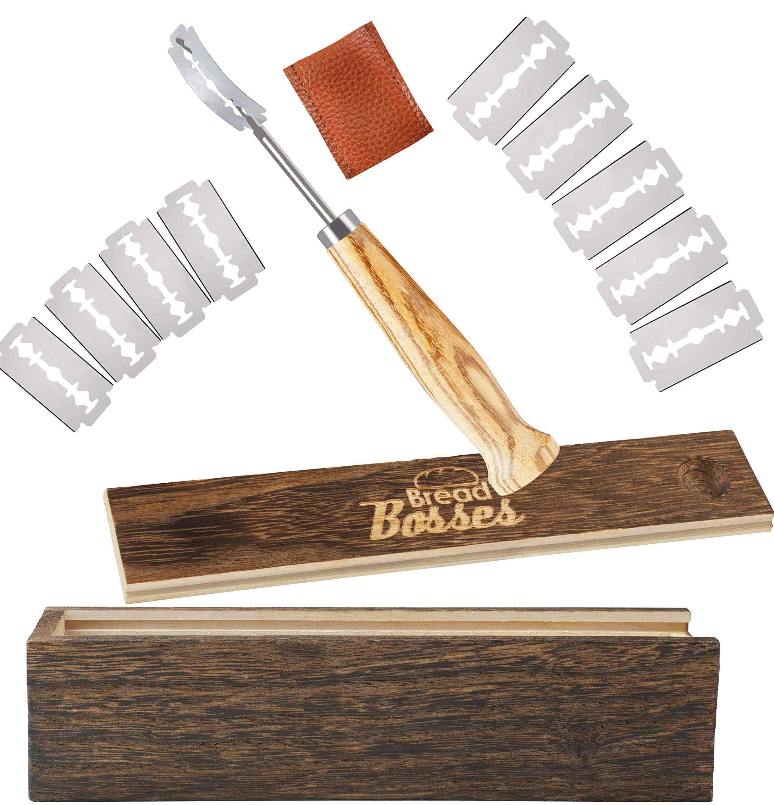 Bread Bosses Oval Bread Banneton Proofing Basket - 10 Inch Baskets and Bread Bakers Lame Slashing Tool - Great as a Gift
