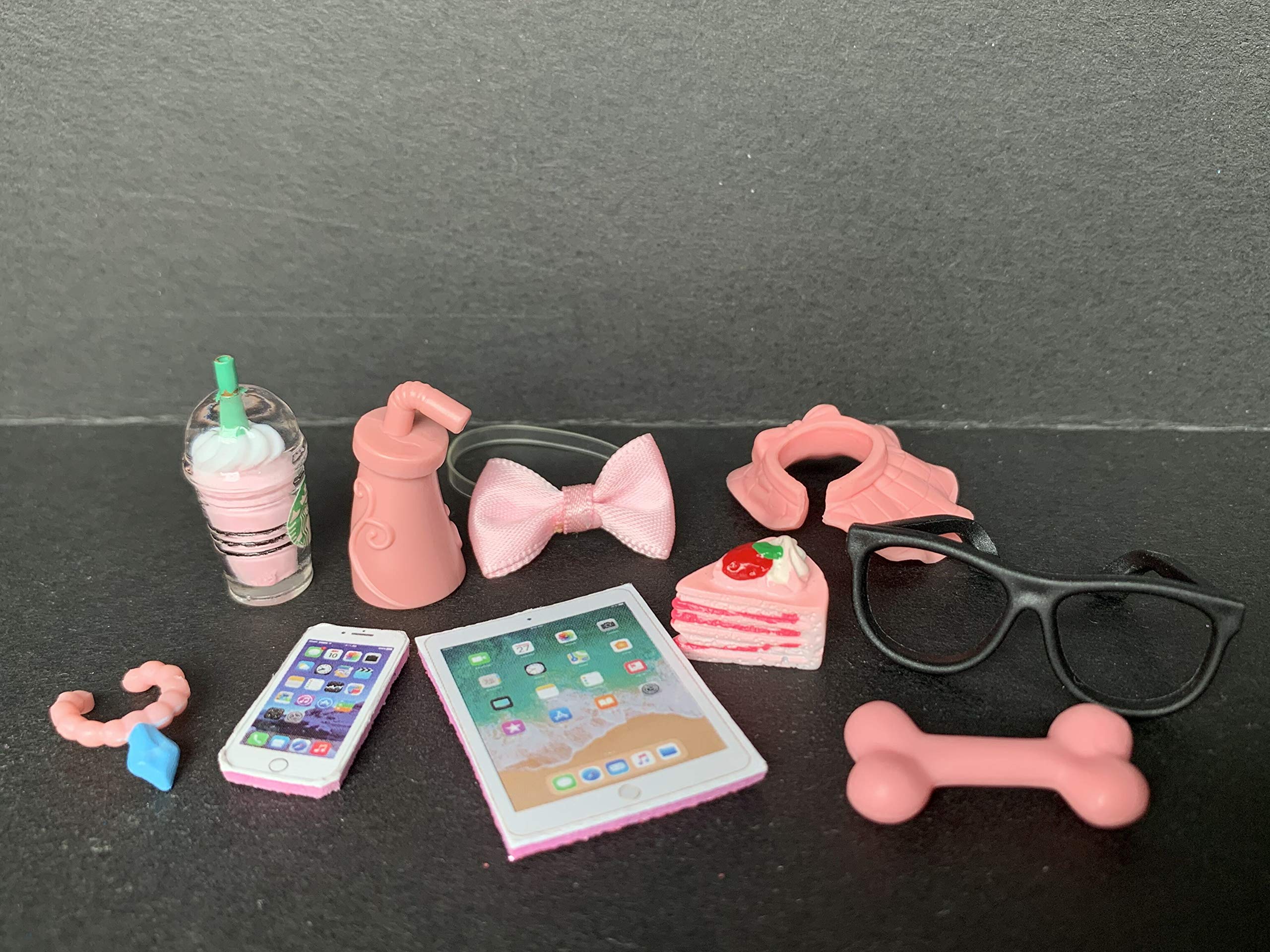 lps Pet Shop lps Accessories (10pcs) Pink Set lps Accessories Drinks Glasses Cellphone Bones Fit lps Cats and Dogs