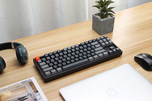 Keychron K8 Wireless Bluetooth/USB Wired Mechanical Keyboard, Hot-swappable Tenkeyless 87 Keys RGB LED Backlit Gateron Blue Switch N-Key Rollover, Aluminum Frame for Mac and Windows