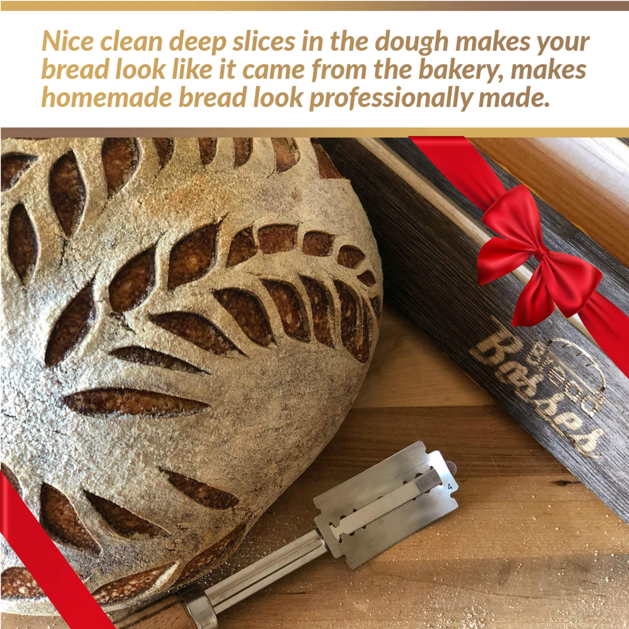 Bread Bosses Oval Bread Banneton Proofing Basket - 10 Inch Baskets and Bread Bakers Lame Slashing Tool - Great as a Gift