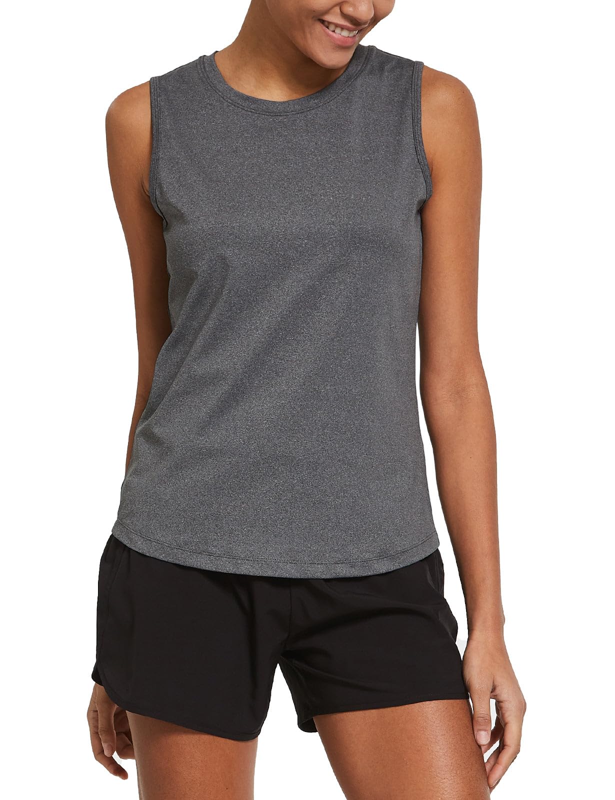 baleaf Women's Workout Tops Sleeveless Running Yoga Tops Gym Atnletic Shirts Activewear Gray Size L