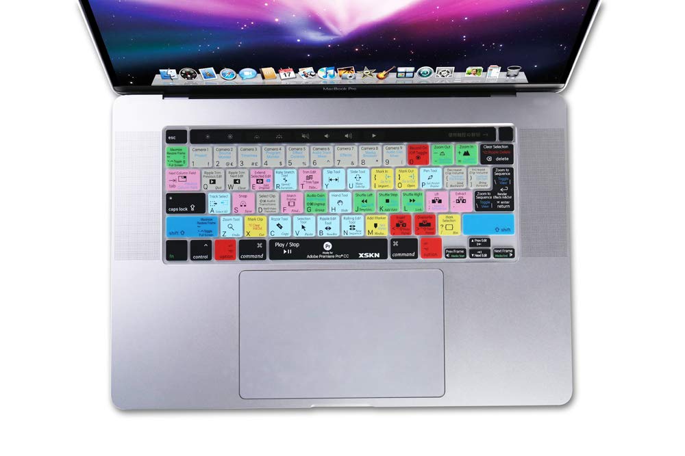 XSKN Premiere Pro Shortcuts Silicone Keyboard Cover Skin for 2019 2020 MacBook Pro 16.2 13.3 inch with Touch Bar and Touch ID A2141 A2251 A2289 A2338 M1 US&EU Version