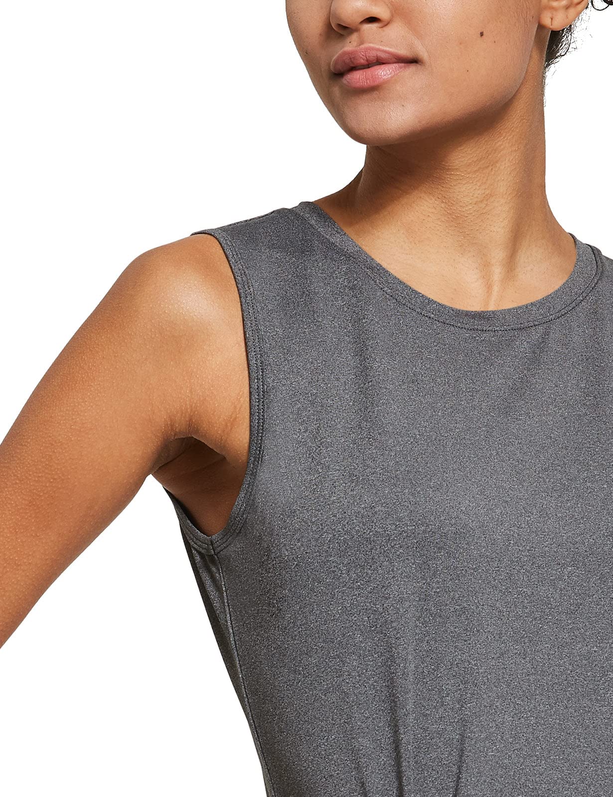baleaf Women's Workout Tops Sleeveless Running Yoga Tops Gym Atnletic Shirts Activewear Gray Size L
