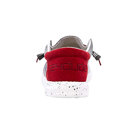Hey Dude Men's Wally Sox Funk Dark Grey Red Size 10 | Men’s Shoes | Men's Lace Up Loafers | Comfortable & Light-Weight