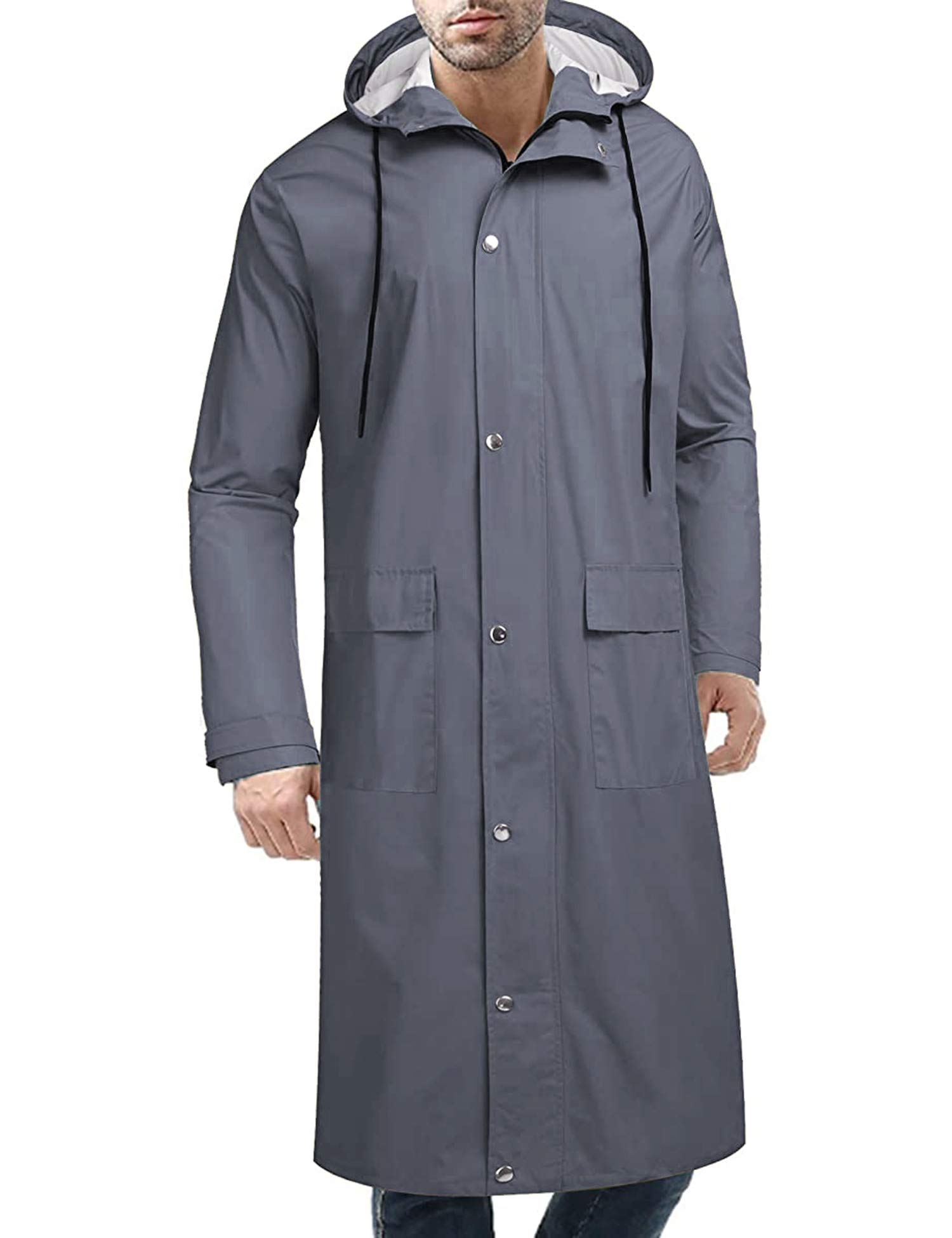 COOFANDY Men's Rain Jacket with Hood Waterproof Lightweight Active Long Raincoat
