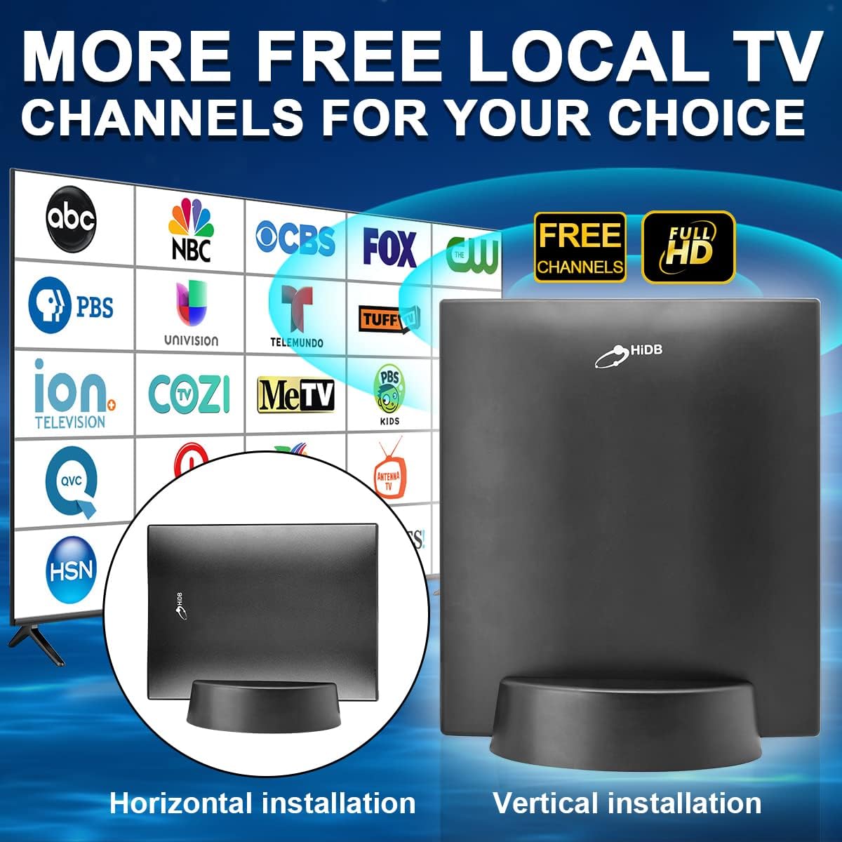 2024 TV Antenna for Smart TV, TV Antenna Indoor Outdoor, Long Range Reception HD Antenna, Digital TV Antenna Supports 4k (Black)
