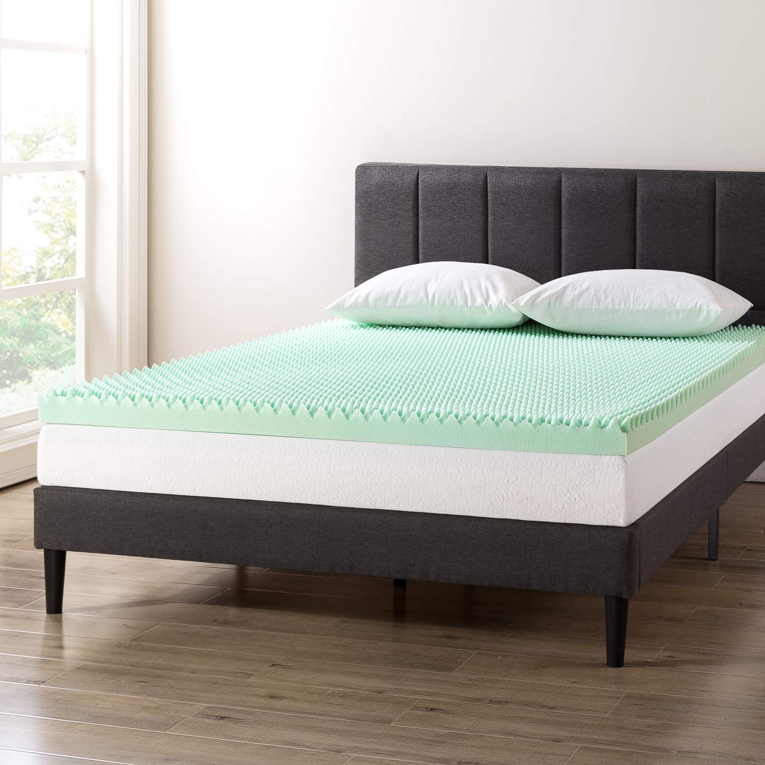 Best Price Mattress 3 Inch Egg Crate Memory Foam Mattress Topper with Calming Aloe Infusion, CertiPUR-US Certified, Short Queen