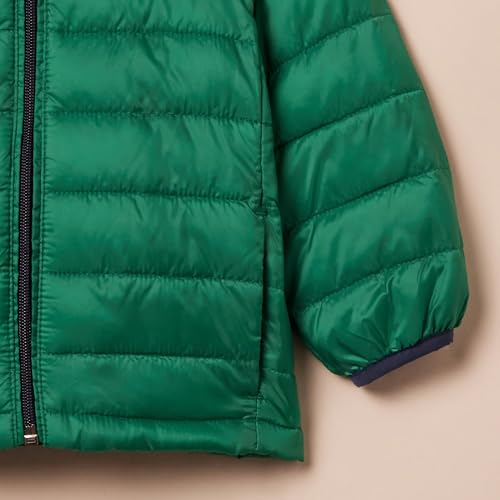 Amazon Essentials Toddler Boys' Lightweight Water-Resistant Packable Hooded Puffer Jacket, Green, 2T