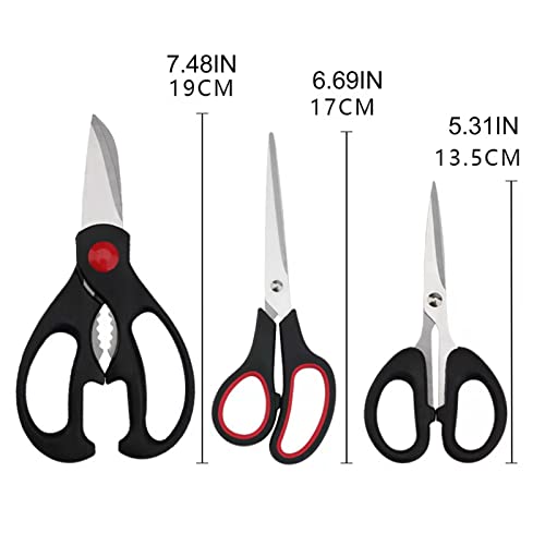 Kitchen Scissors, Heavy Duty Meat Scissors Poultry Shears, Dishwasher Safe Food Cooking Scissors Stainless Steel Utility Shears, 3-Pack
