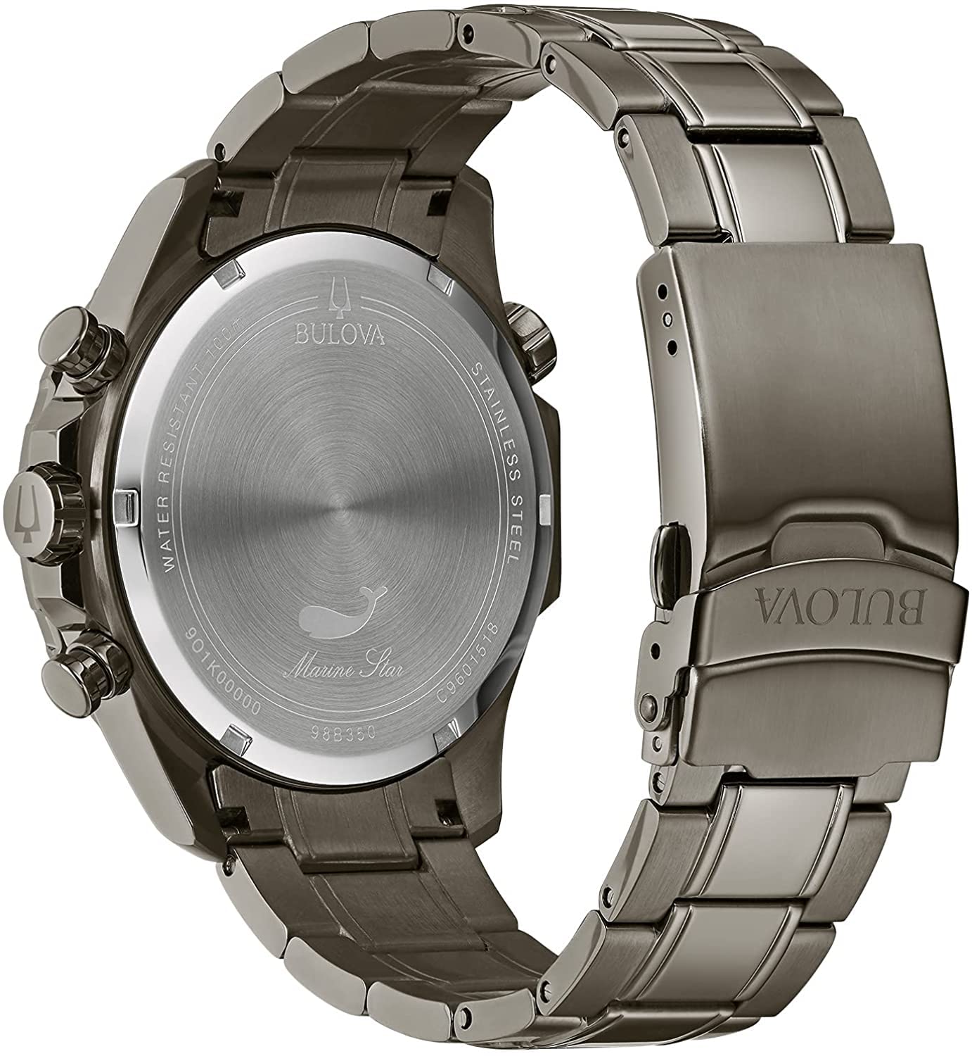 Bulova Men's Marine Star Series B Gray Ion Plated Stainless Steel 6-Hand Chronograph Quartz Watch, Red Dial Style: 98B350