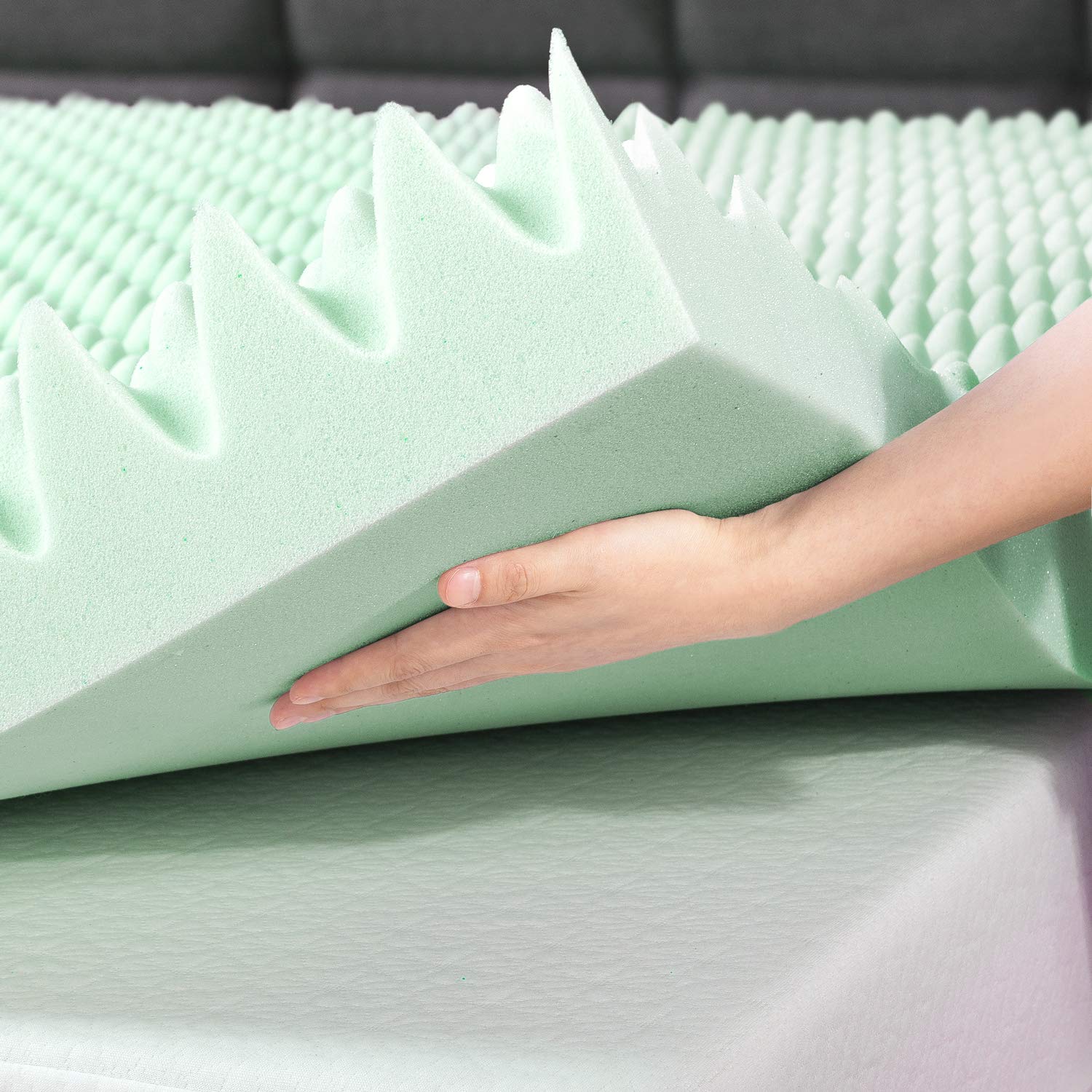 Best Price Mattress 3 Inch Egg Crate Memory Foam Mattress Topper with Calming Aloe Infusion, CertiPUR-US Certified, Short Queen