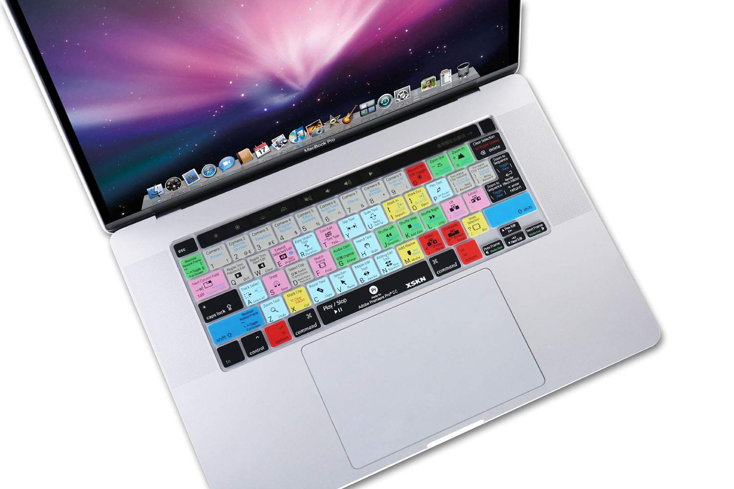 XSKN Premiere Pro Shortcuts Silicone Keyboard Cover Skin for 2019 2020 MacBook Pro 16.2 13.3 inch with Touch Bar and Touch ID A2141 A2251 A2289 A2338 M1 US&EU Version