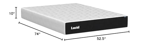 LUCID 10 Inch Memory Foam Mattress - Plush Feel - Infused with Bamboo Charcoal and Gel - Bed in a Box - Temperature Regulating - Pressure Relief - Breathable - Full Size