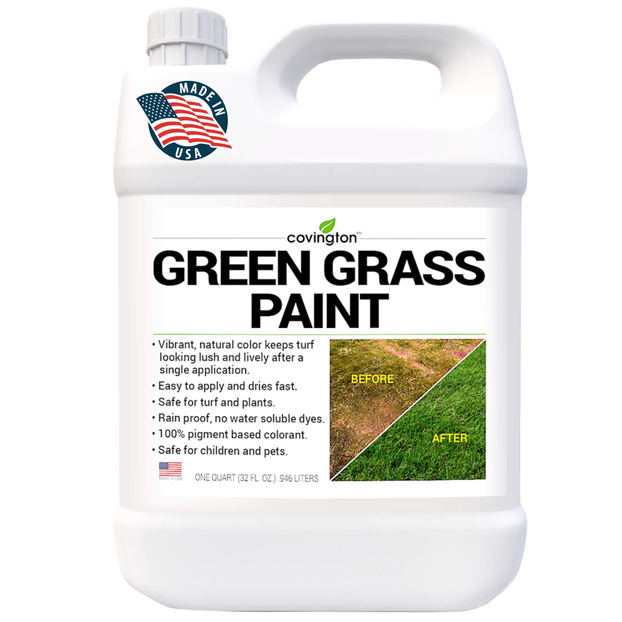 Covington Green Grass Paint for Lawn - Green Lawn Paint Grass Spray - Perfect Color Fix for Dog Urine Spots or Brown Patches - Green Grass Spray Paint for Lawn & Turf - Concentrate - (32 fl. oz.)