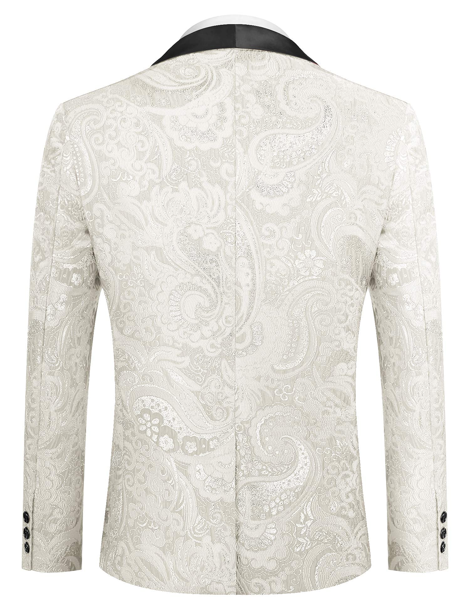 COOFANDY Men's Floral Tuxedo Jacket Luxury Embroidered Wedding Blazer Dress Suit for Party Dinner White