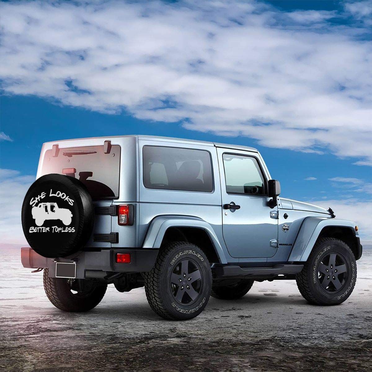 Spare Tire Covers She Looks Better Topless Universal Waterproof Sun Protector Dust - Proof Wheel Covers for Jeep, Trailer, RV, SUV, Truck, Camper and Other Vehicle 14 15 16 17 Inch