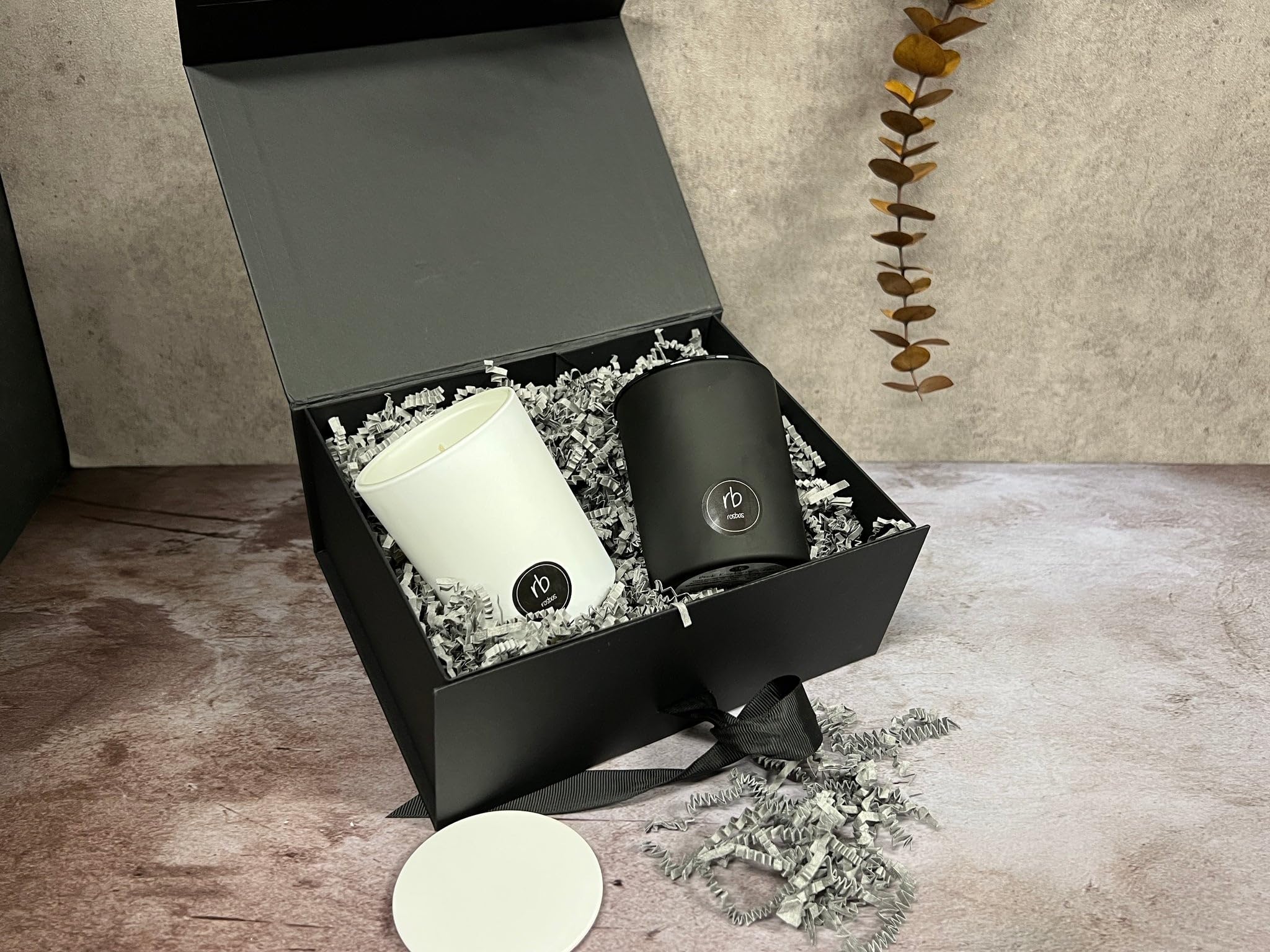 ROSBAS Vanilla Scented Candle Gift Set, Natural Soy Wax, 2 Matte White Glass Jars with Lid, 7 oz ea, Cotton Wick, Long Burn Time, Gift Packaged, Handmade in The USA