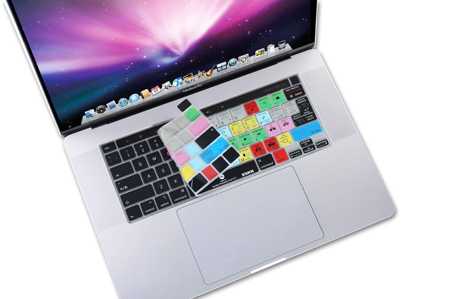 XSKN Premiere Pro Shortcuts Silicone Keyboard Cover Skin for 2019 2020 MacBook Pro 16.2 13.3 inch with Touch Bar and Touch ID A2141 A2251 A2289 A2338 M1 US&EU Version