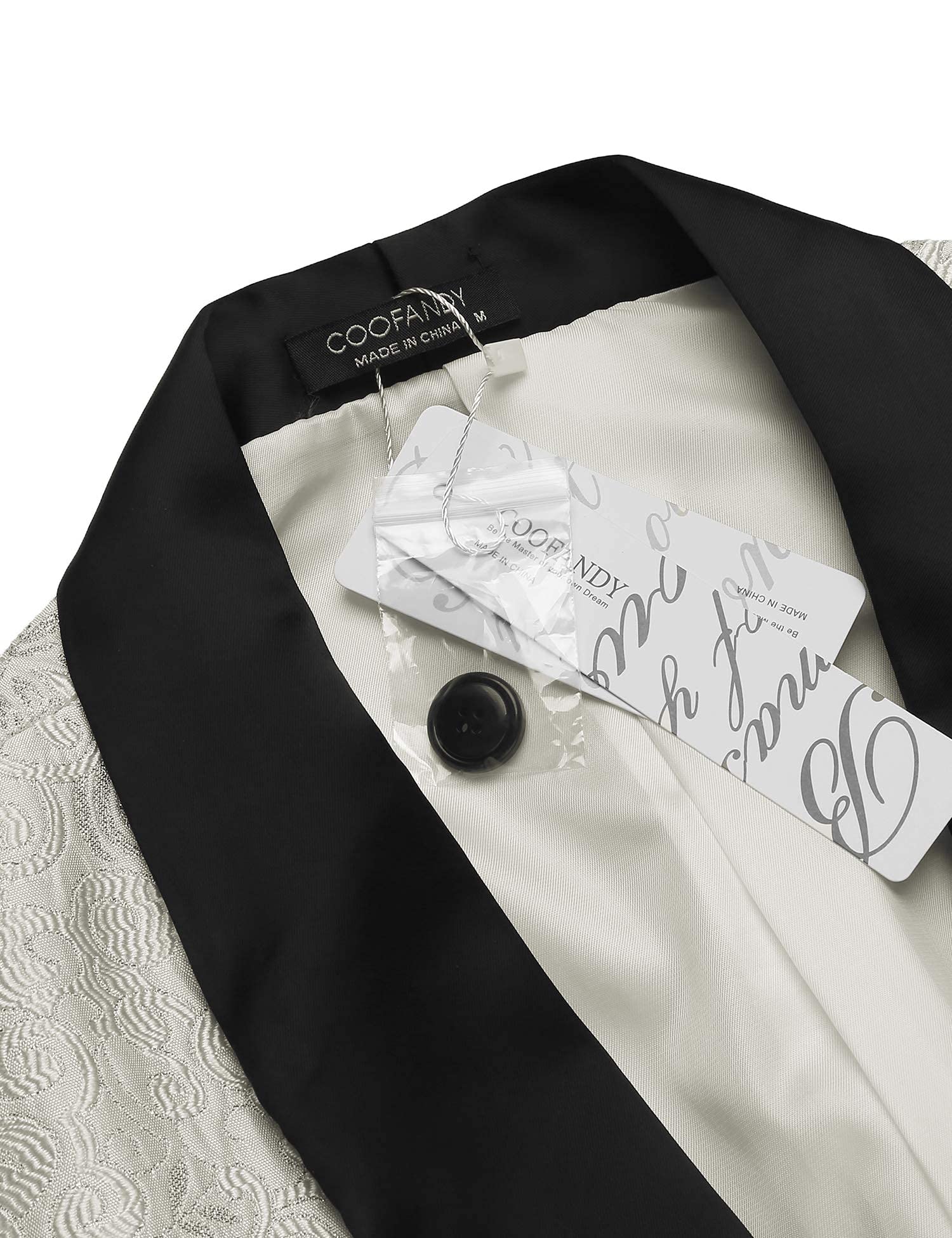 COOFANDY Men's Floral Tuxedo Jacket Luxury Embroidered Wedding Blazer Dress Suit for Party Dinner White