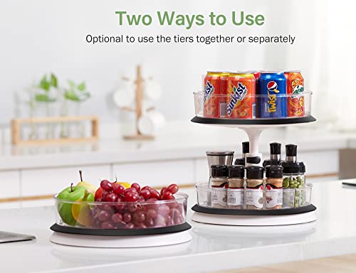 Kootek 2 Tier Lazy Susan Organizer, 11 Inches Height Adjustable Rotating Turntable, Spice Rack for Kitchen Cabinet, Countertop, Bathroom, Makeup, Pantry Organization and Storage with 4 Divided Bins