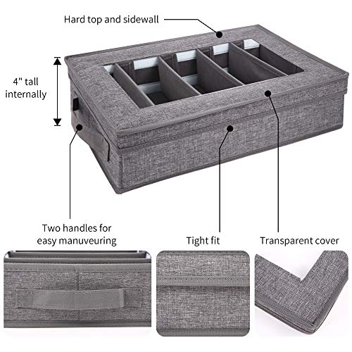 Silverware Storage Box Chest, Flatware Storage Case, Utensil Holder with Removable Lid and Adjustable Dividers for Organizing Utensils, Cutlery, Flatware, Knives, Large Capacity Gray