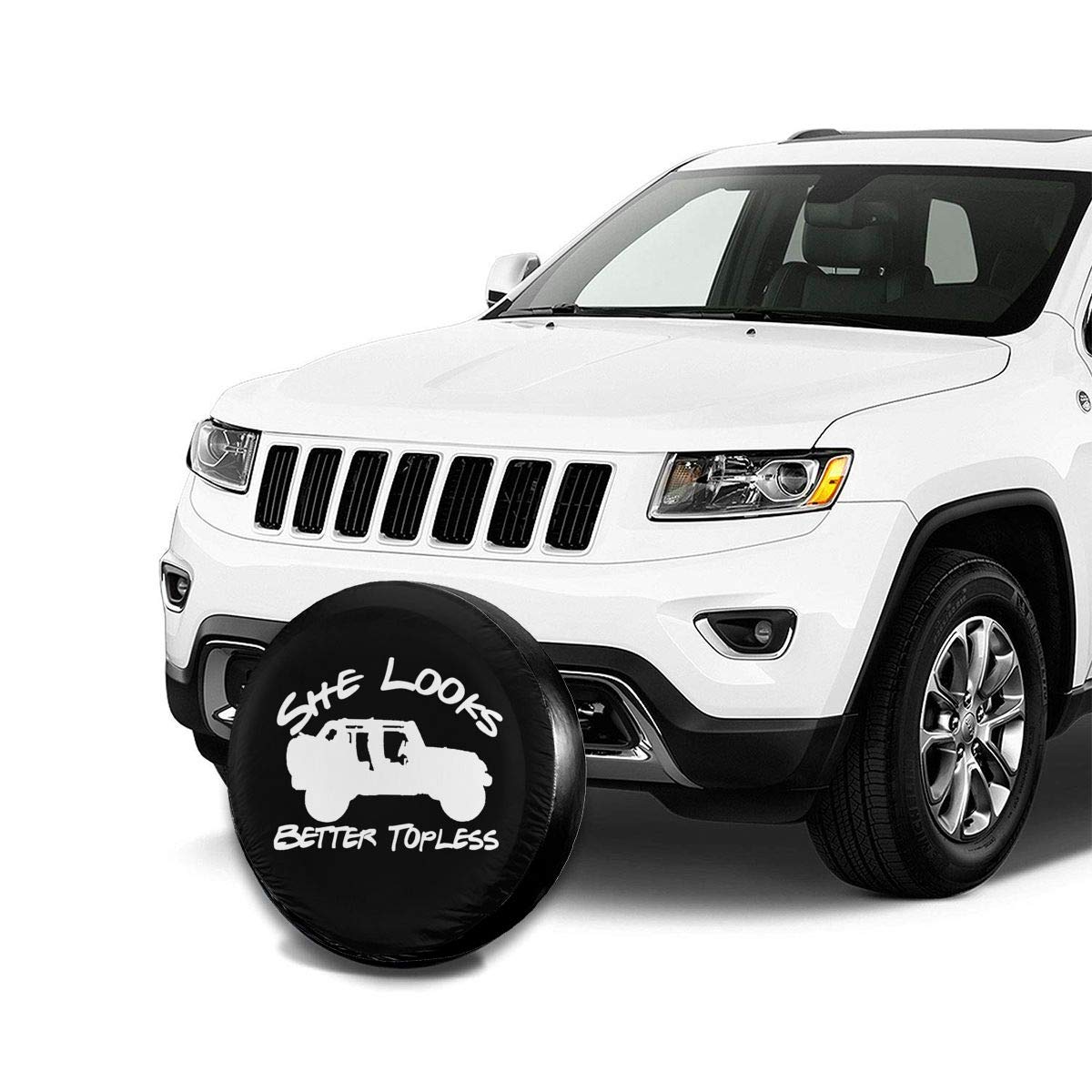 Spare Tire Covers She Looks Better Topless Universal Waterproof Sun Protector Dust - Proof Wheel Covers for Jeep, Trailer, RV, SUV, Truck, Camper and Other Vehicle 14 15 16 17 Inch