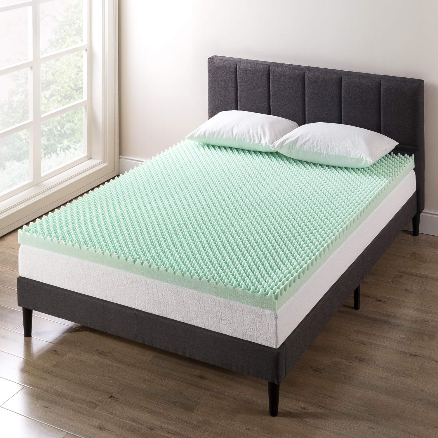 Best Price Mattress 3 Inch Egg Crate Memory Foam Mattress Topper with Calming Aloe Infusion, CertiPUR-US Certified, Short Queen
