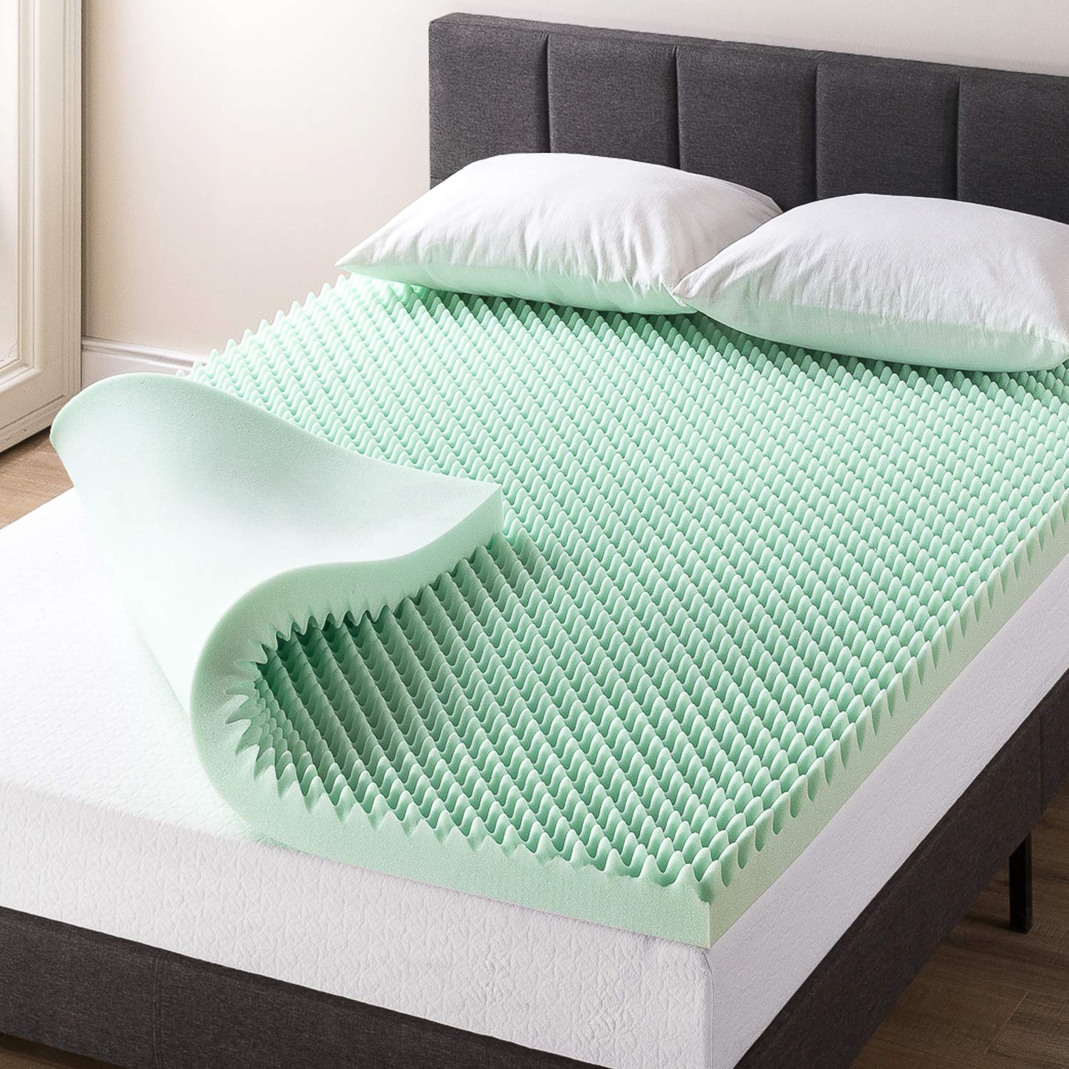Best Price Mattress 3 Inch Egg Crate Memory Foam Mattress Topper with Calming Aloe Infusion, CertiPUR-US Certified, Short Queen