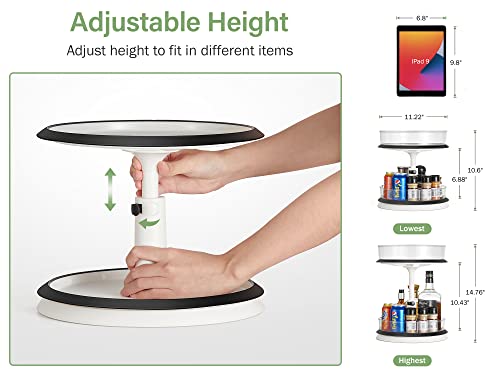 Kootek 2 Tier Lazy Susan Organizer, 11 Inches Height Adjustable Rotating Turntable, Spice Rack for Kitchen Cabinet, Countertop, Bathroom, Makeup, Pantry Organization and Storage with 4 Divided Bins
