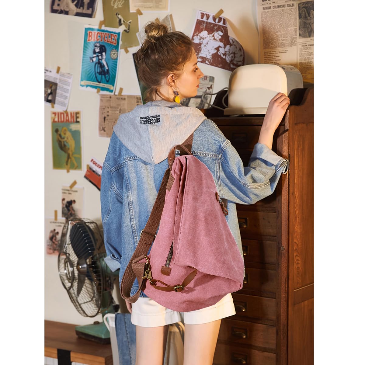 KL928 Canvas Vintage Backpack – Large Casual Daypack Outdoor Travel Rucksack Hiking Backpacks for Men Women