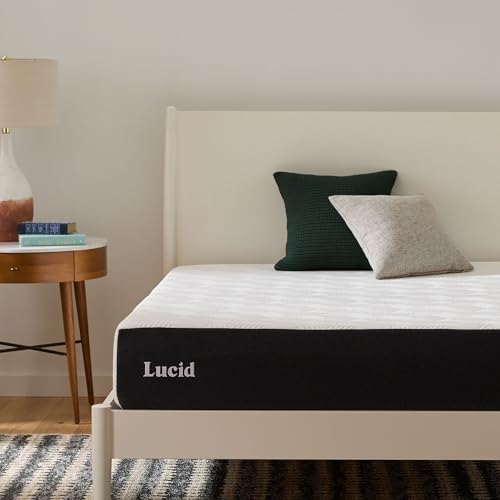 LUCID 10 Inch Memory Foam Mattress - Plush Feel - Infused with Bamboo Charcoal and Gel - Bed in a Box - Temperature Regulating - Pressure Relief - Breathable - Full Size