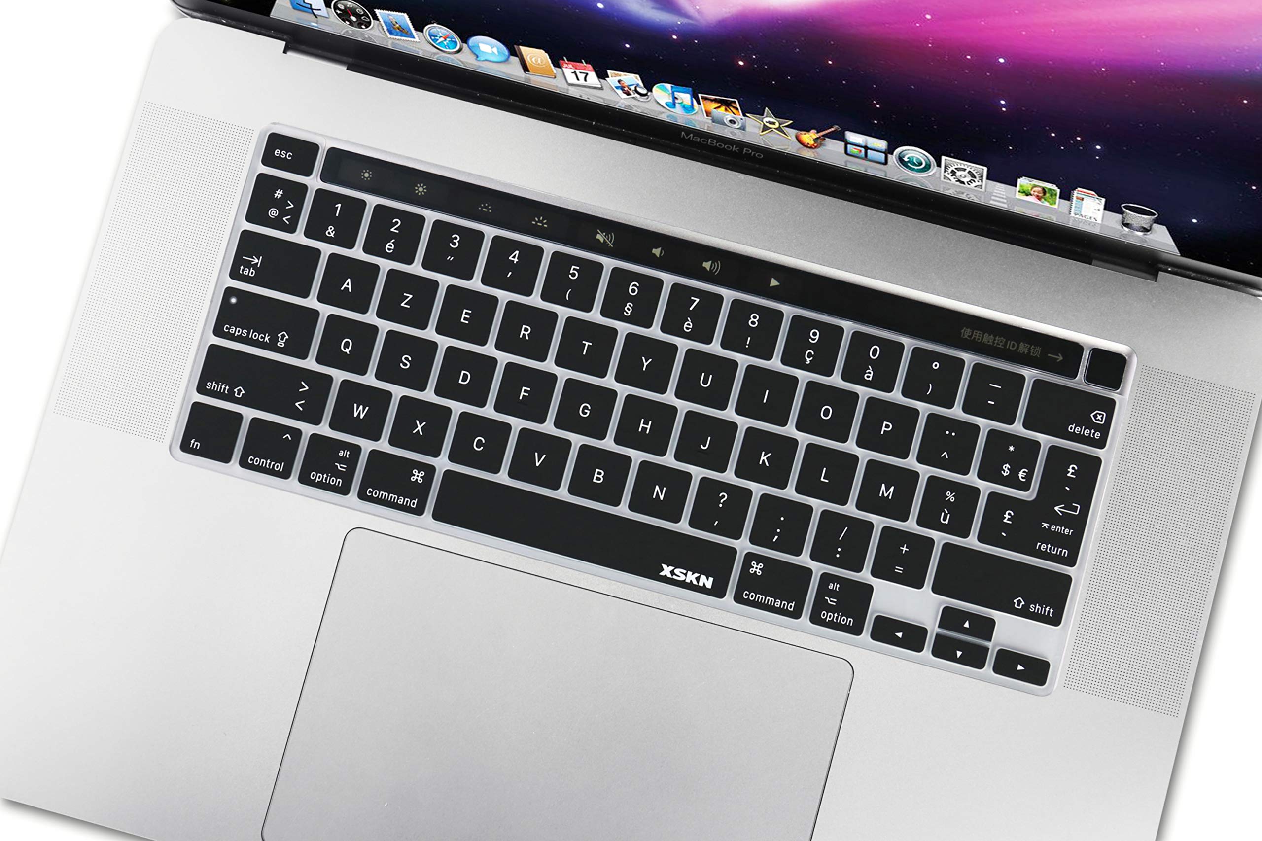 XSKN French Language Black Silicone Keyboard Cover Skin for Touch Bar Models 2019 New MacBook Pro 16 inch A2141 2020 New MacBook Pro 13.3 inch A2251 A2289 A2338 M1 Keyboard US & EU Common Version