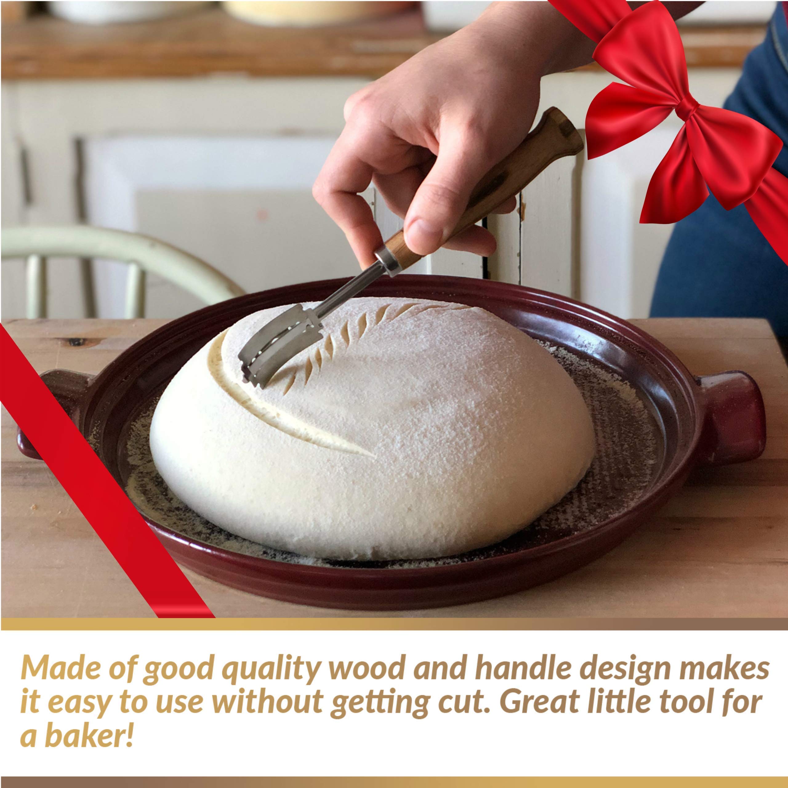 Bread Bosses Oval Bread Banneton Proofing Basket - 10 Inch Baskets and Bread Bakers Lame Slashing Tool - Great as a Gift