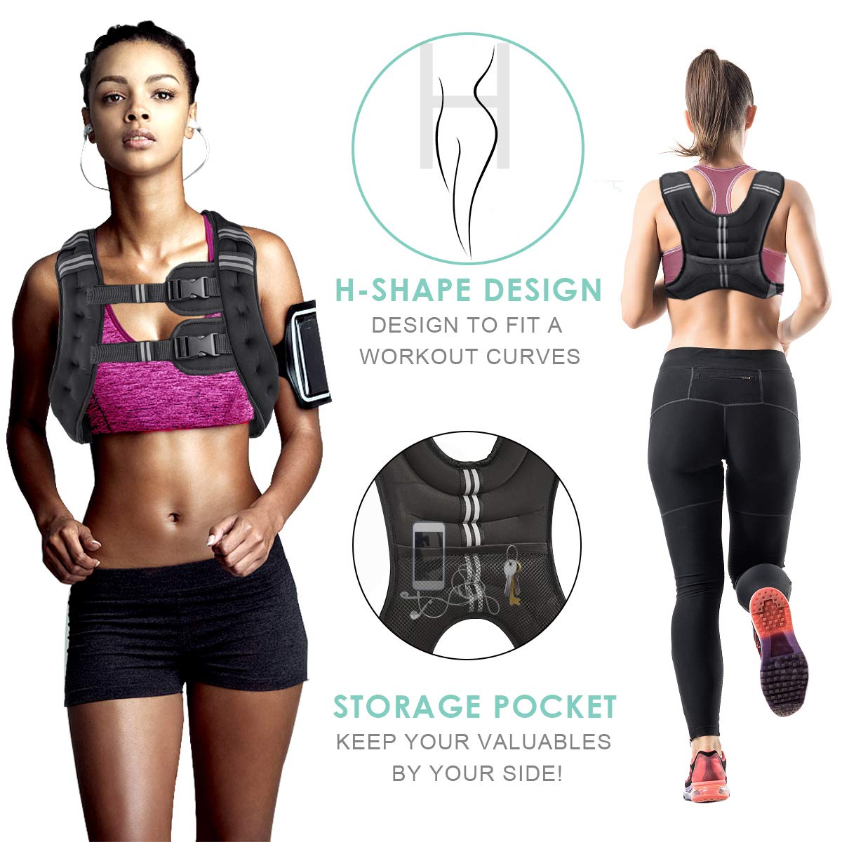 Prodigen Weighted Vest for Women and Men 12 Lbs with Reflective Stripe and Double Adjustable Buckle Straps Weight Vests for Strength Training, Jogging, Cardio, Weight Loss, Muscle Building, Purple