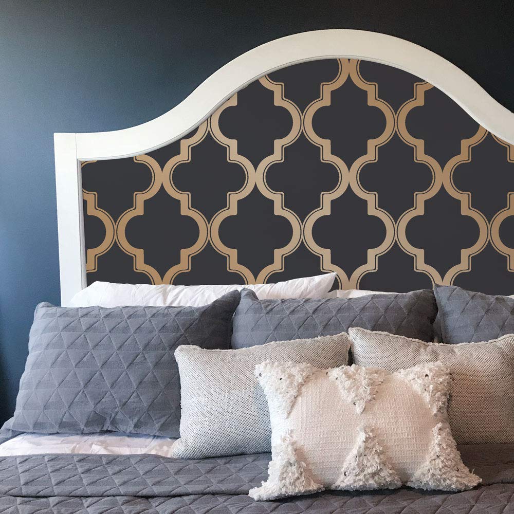 Tempaper Midnight & Metallic Gold Marrakesh Removable Peel and Stick Wallpaper, 20.5 in X 16.5 ft, Made in the USA