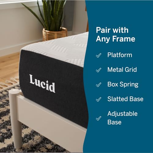 LUCID 10 Inch Memory Foam Mattress - Plush Feel - Infused with Bamboo Charcoal and Gel - Bed in a Box - Temperature Regulating - Pressure Relief - Breathable - Full Size
