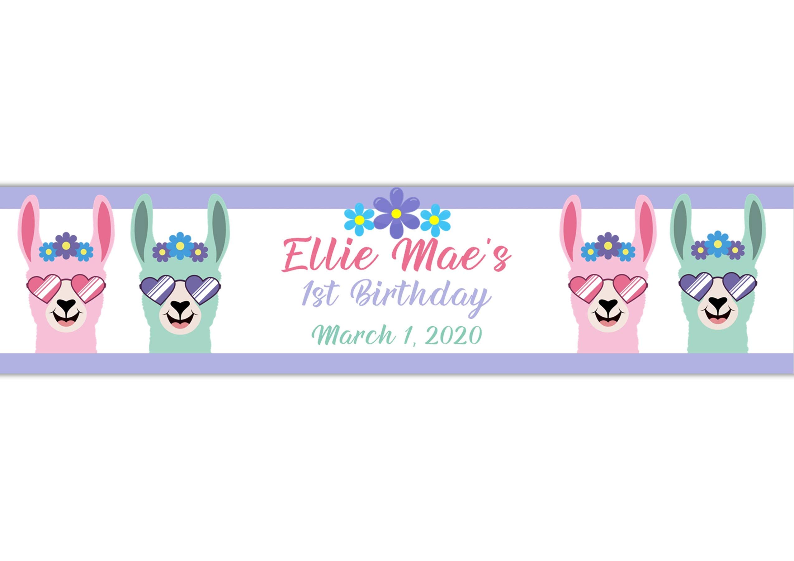 Llama Water Bottle Labels, Personalized Party Favors for Girls, Pack of 25 Peel and Stick Waterproof Wrappers
