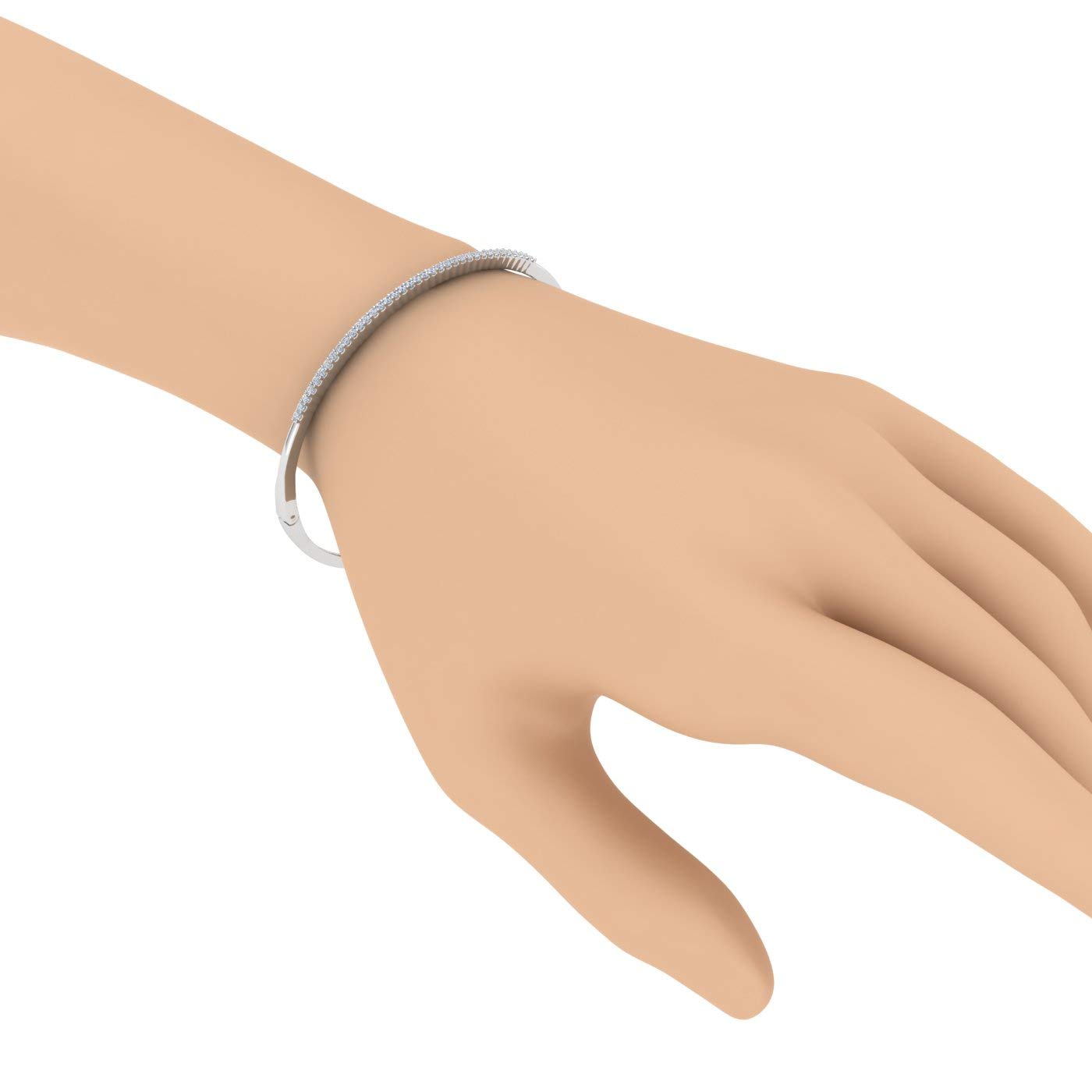 1/2 Carat Diamond Bangle Bracelet in 10K White Gold