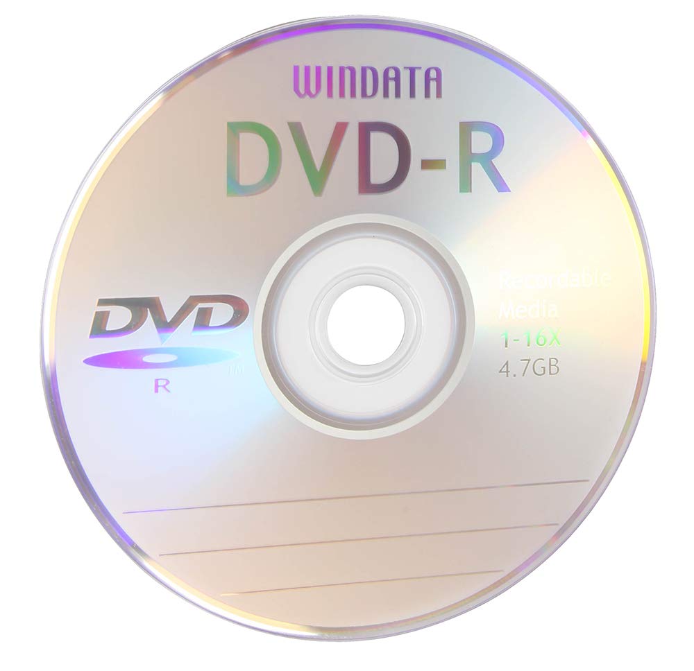 Windata DVD-R Discs 100 Pack 16x 4.7GB/120 Minute Blank Data Recordable Media - 100-Pack Shrink Wrap NO Spindle NO Cake Box Package