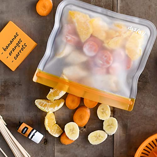 rezip Lay-Flat Lunch Reusable BPA-Free Food Grade Storage Bag 5-Pack, Leakproof, Freezer Safe, Dishwasher Safe, Travel Friendly, (5) Lunch / Sandwich Bags (3.5-Cup/28-Ounce), (Multicolor)
