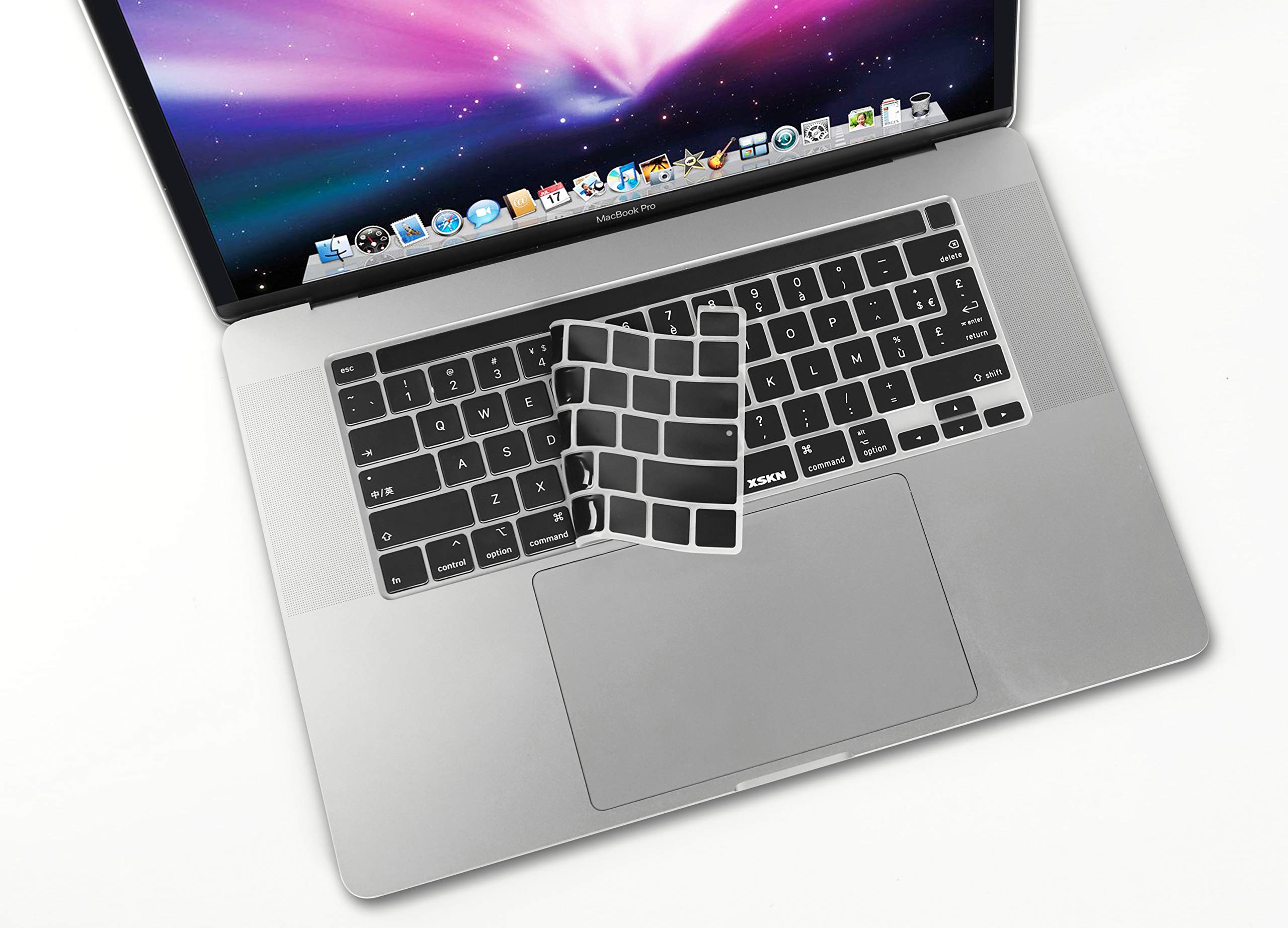 XSKN French Language Black Silicone Keyboard Cover Skin for Touch Bar Models 2019 New MacBook Pro 16 inch A2141 2020 New MacBook Pro 13.3 inch A2251 A2289 A2338 M1 Keyboard US & EU Common Version