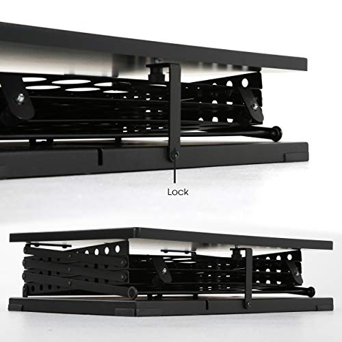 M&T Displays Foldable Counter with Perforated Literature Holder and Carrying Bag, Magazine Rack, Brochure Display Stand, Catalog Leaflet, Flier for Fair, Conference, Shows (Black, 2X(8.5x11))