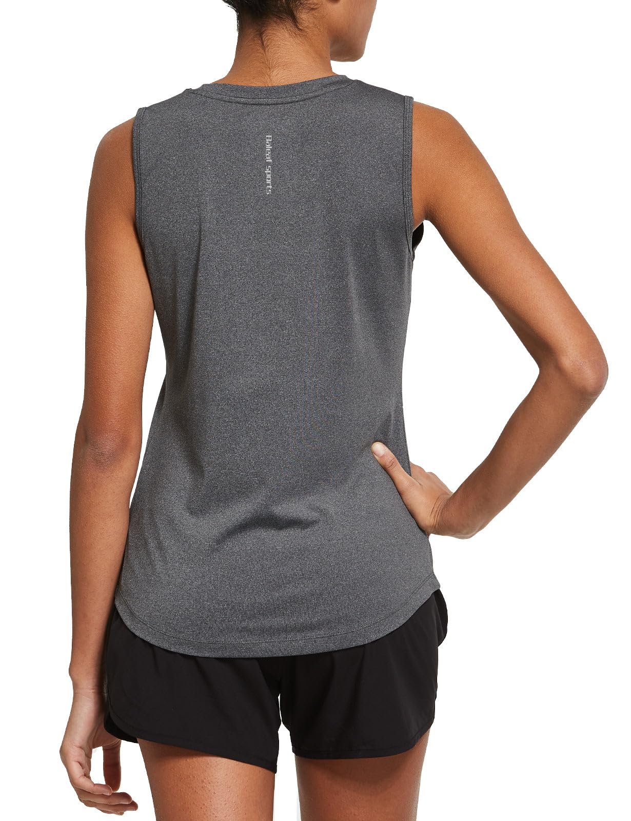 baleaf Women's Workout Tops Sleeveless Running Yoga Tops Gym Atnletic Shirts Activewear Gray Size L
