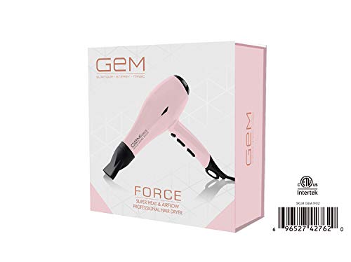 Gem Force Intense Ionic Ceramic Science Hair Dryer (Baby Pink)