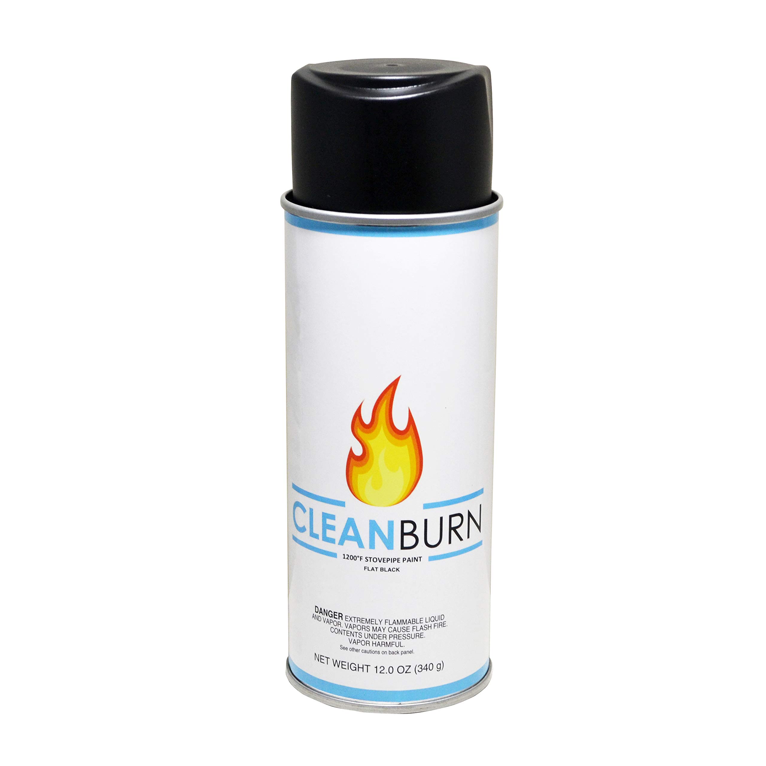 CleanBurn High Heat Stove Paint - Ideal for Stoves, High Temp Black Spray Paint with Flat Finish