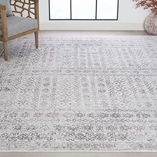 Ellery Gray 8x10 Area Rug 8x10 - Area Rugs for Living Room - Dining Room Rug - Bedroom Rug - Kitchen Rug - Entryway Rug Carpet - Alfombras para Salas Modernas - Persian Style