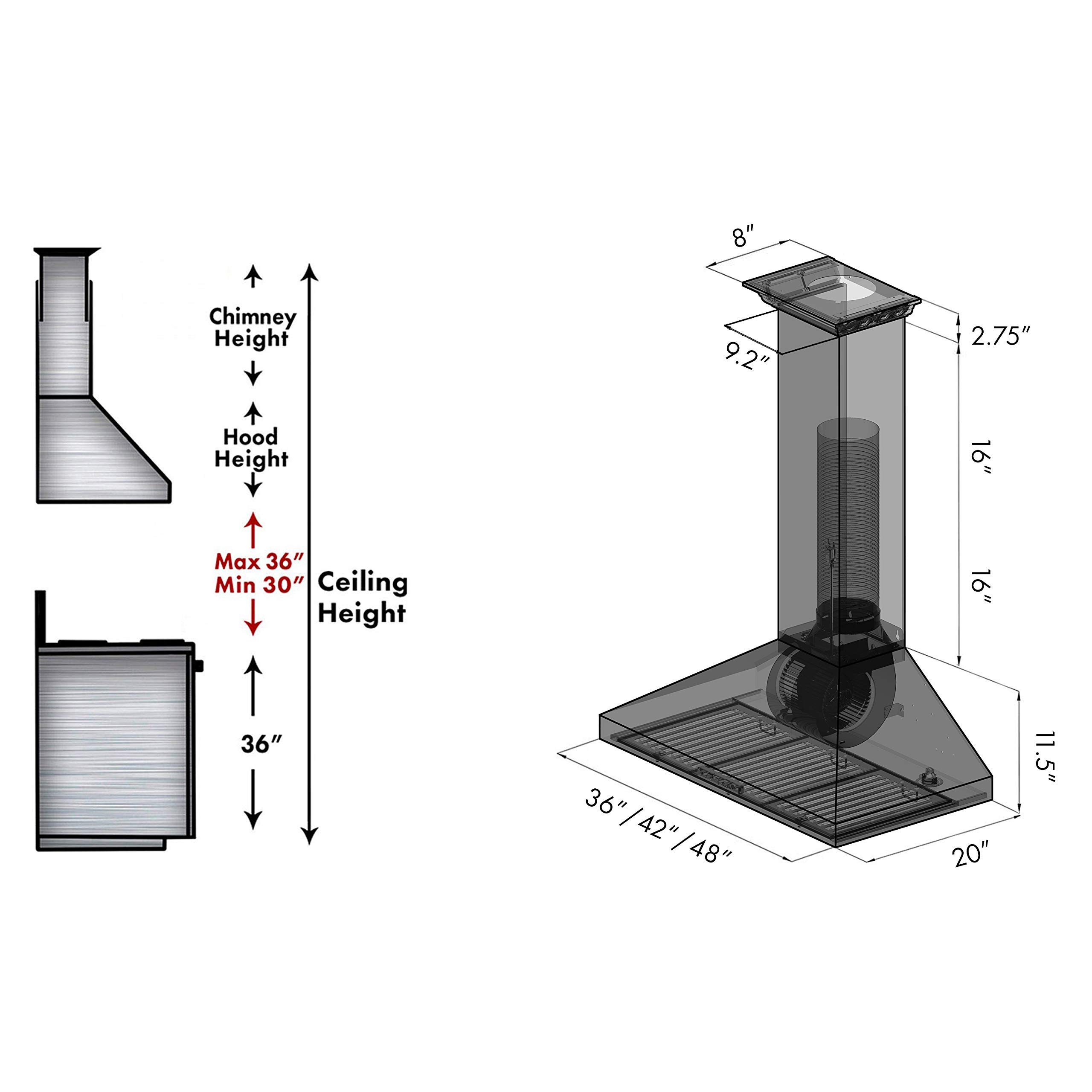 ZLINE 30 in. Convertible Vent Wall Mount Range Hood in Stainless Steel with Crown Molding (KL3CRN-30)
