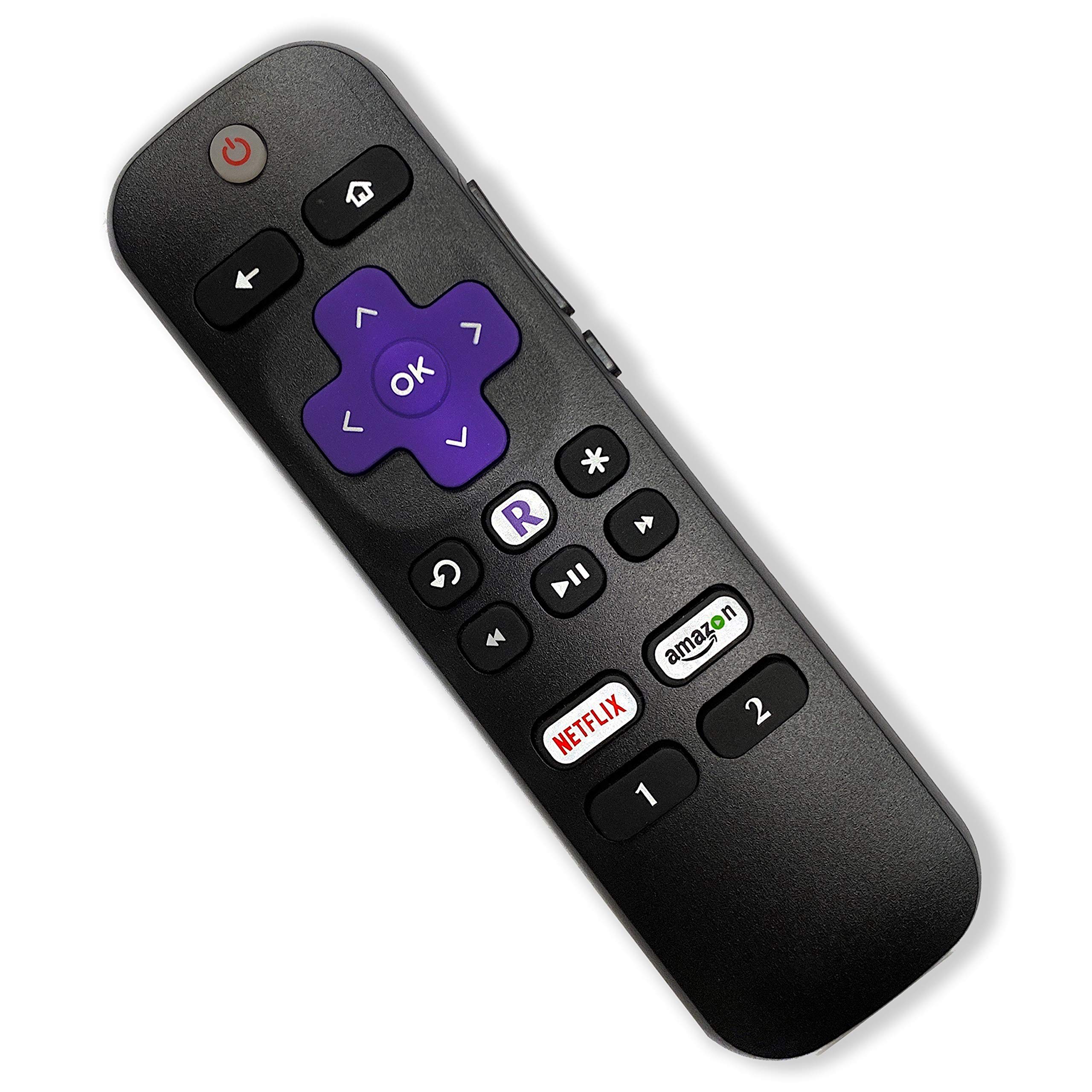 Amaz247 IR Learning Remote for Roku Box Players, Compatible with Roku 1, 2, 3, 4 (HD, LT, XS, XD), Roku Express, Premiere, Ultra, with TV Power and Volume Control, Quick Access Disney+, YouTube, ESPN